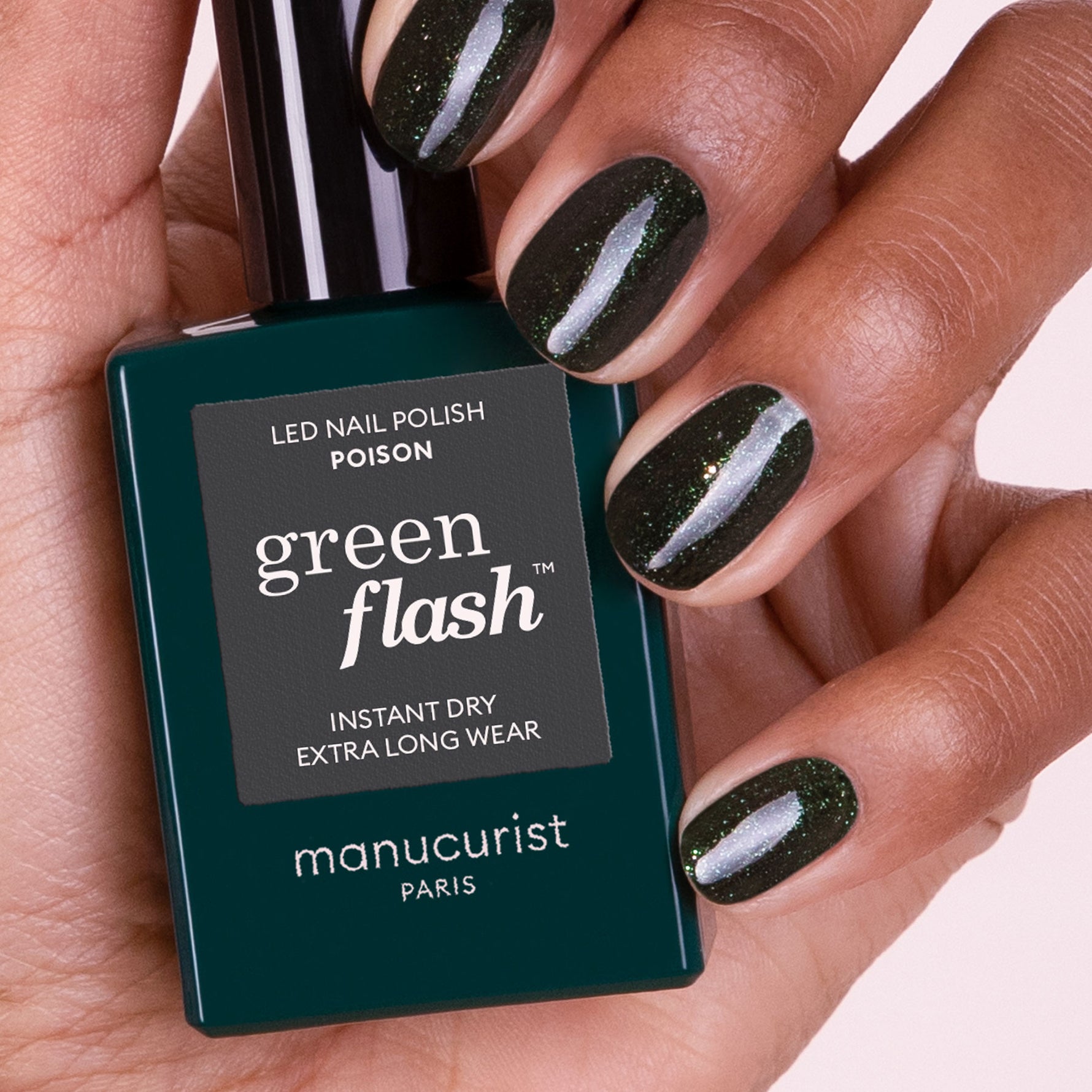 Green glitter Gel nail polish - Poison | Manucurist